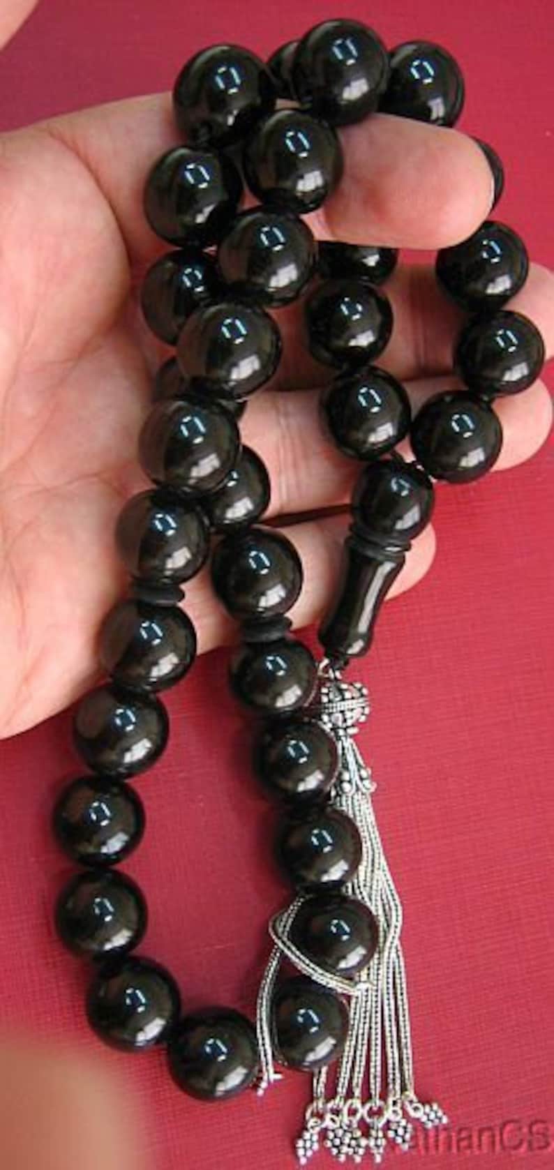Prayer Beads Tesbih Gebetskette Turkish Large Round Jet Stone - Etsy