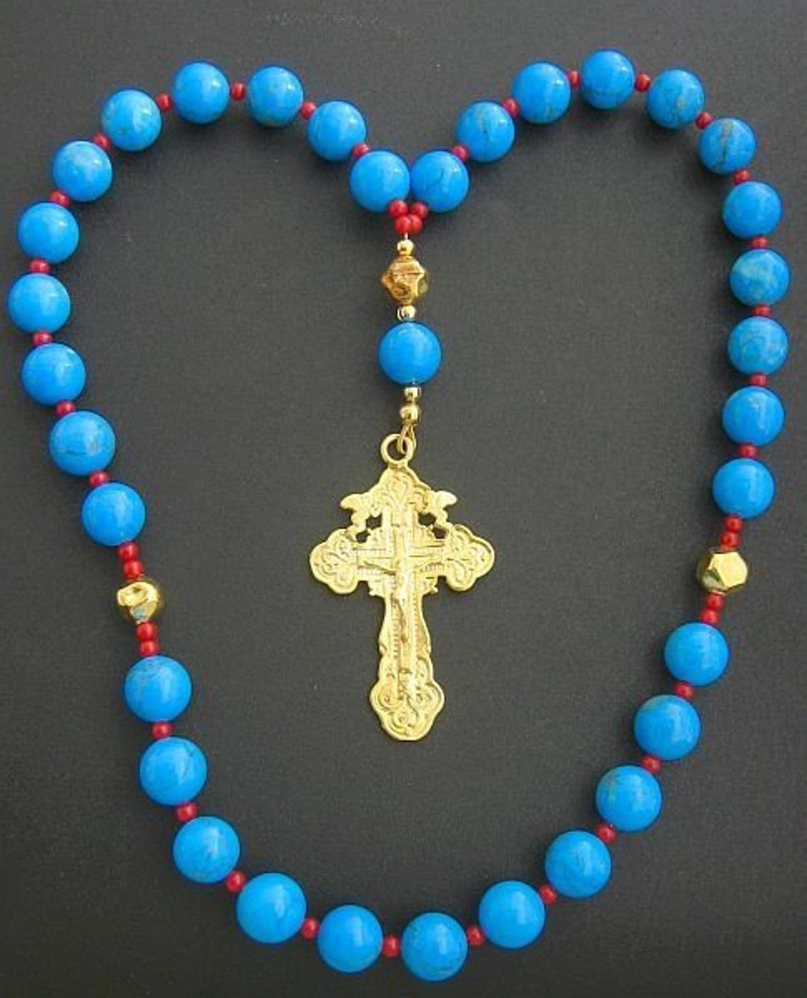 Beaded CHOTKI KOMBOSKINI Turquoise Coral Vermeil ORTHODOX - Etsy
