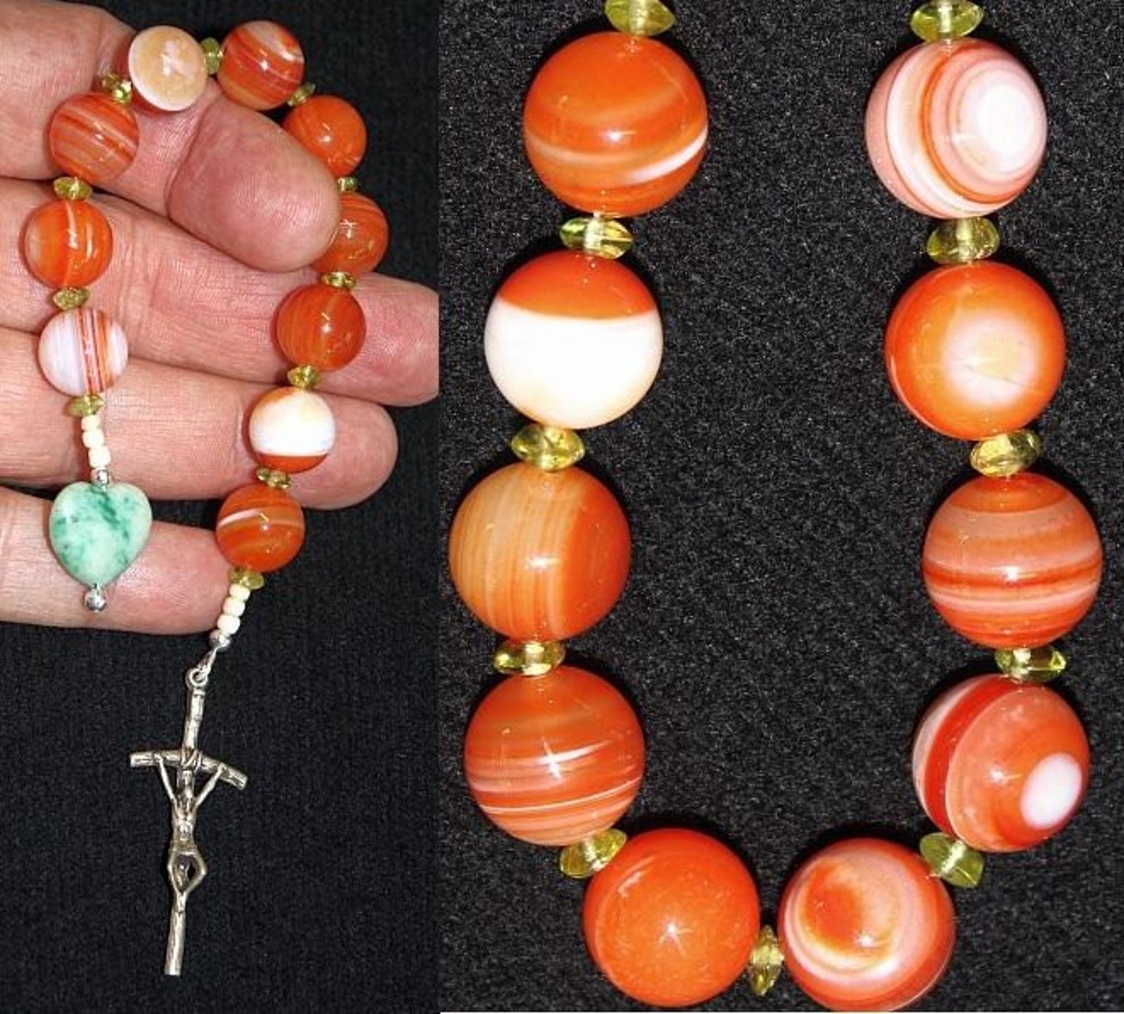Catholic Open Chaplet one Decade Rosary Banded Agate - Etsy