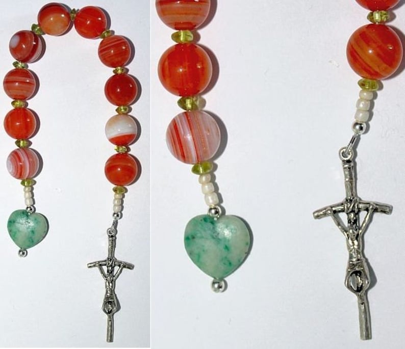 Catholic Open Chaplet one Decade Rosary Banded Agate - Etsy