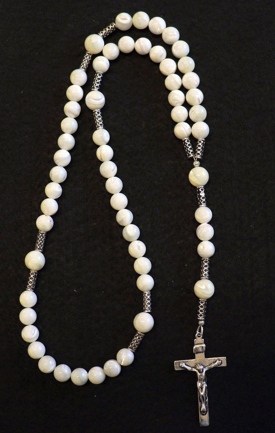 Catholic Rosary Prayer Beads Mother of Pearl & Sterling Silver - Etsy