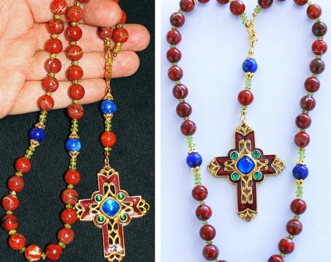 2 Way Wearable Beaded CHOTKI KOMBOSKINI Jasper Lapis Enamel - Etsy