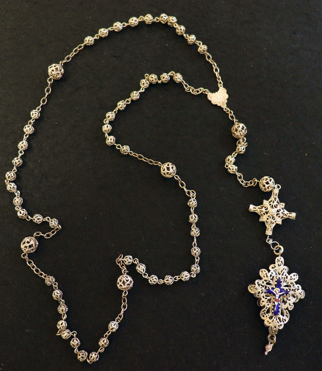 Unique 19th Century Bavarian Sterling Filigree Rosary, Reliquary Cross ...