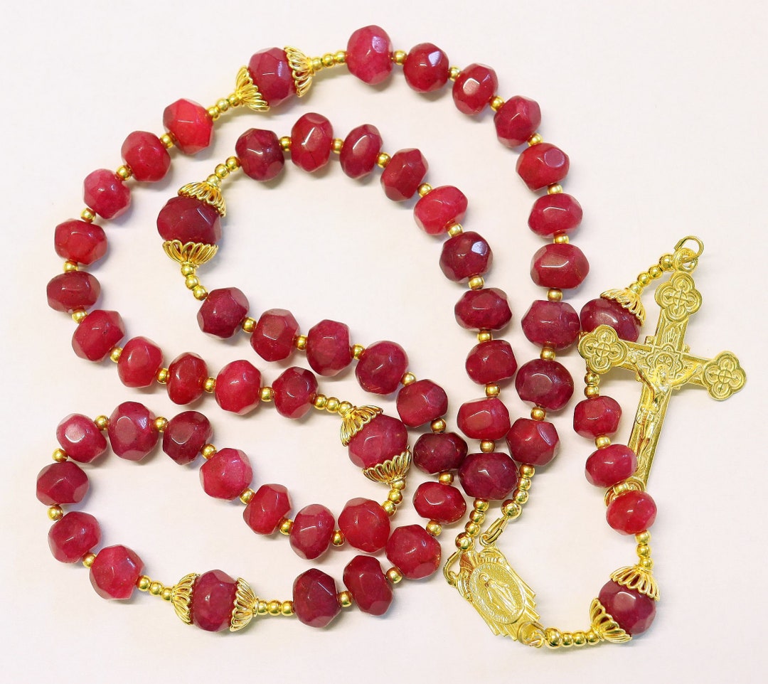 Catholic Rosary Genuine Faceted Ruby and Vermeil - Etsy