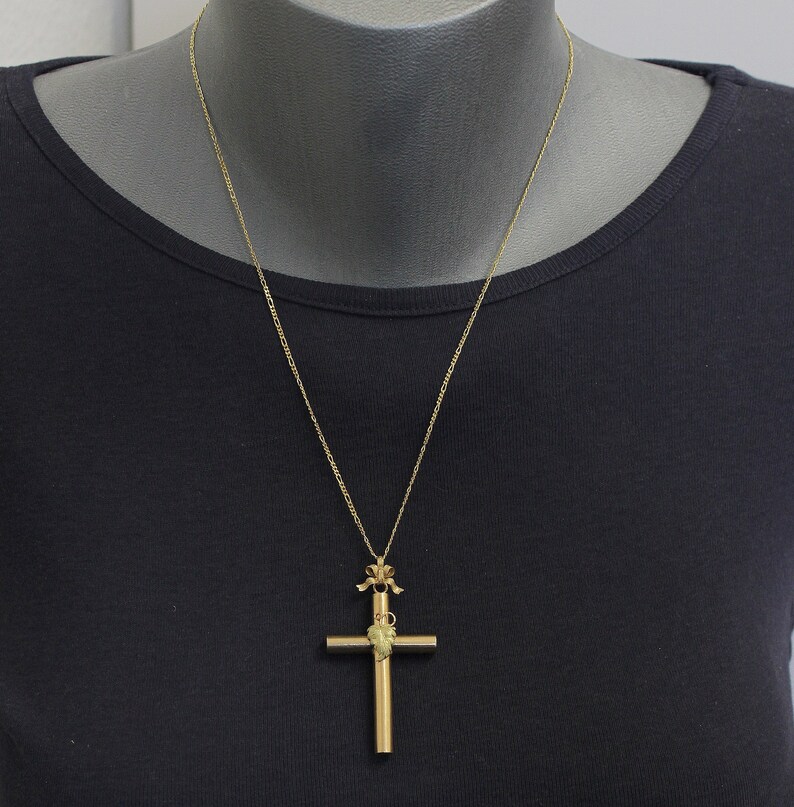 Late 19h Century French Solid 18K Gold Bicolor Intricate Cross Pendant ...