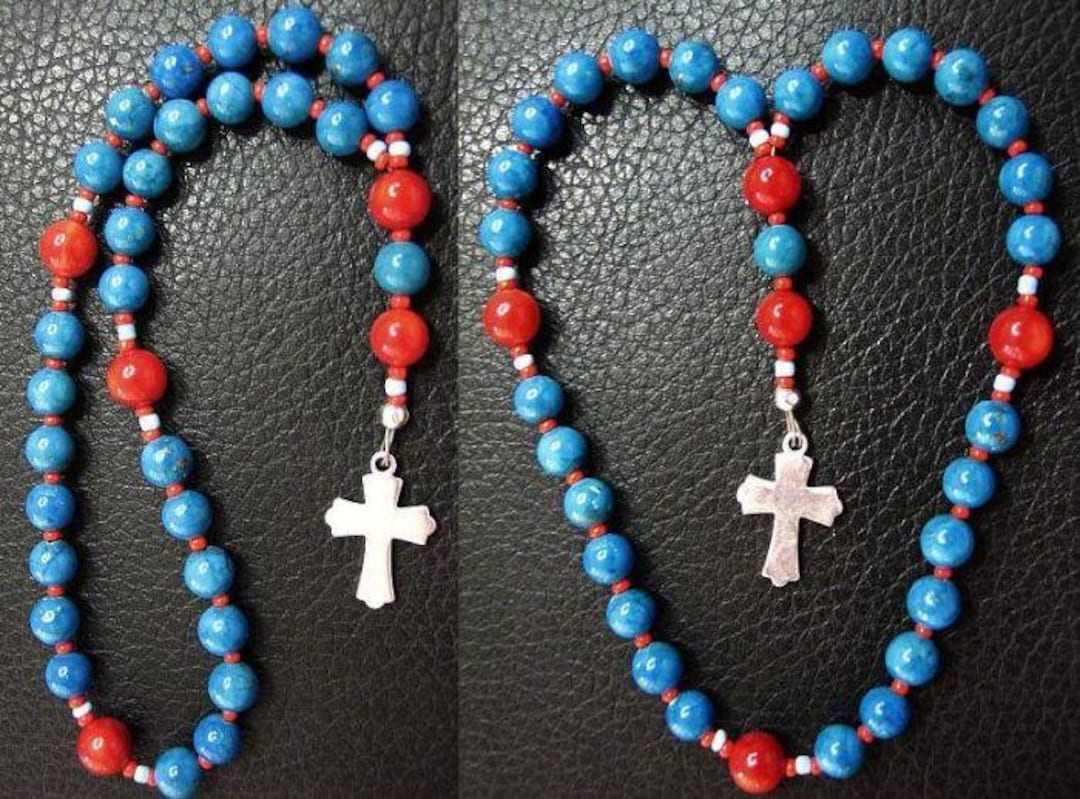 MINI Anglican Episcopal Rosary Prayer Beads Turquoise, Red Coral and ...