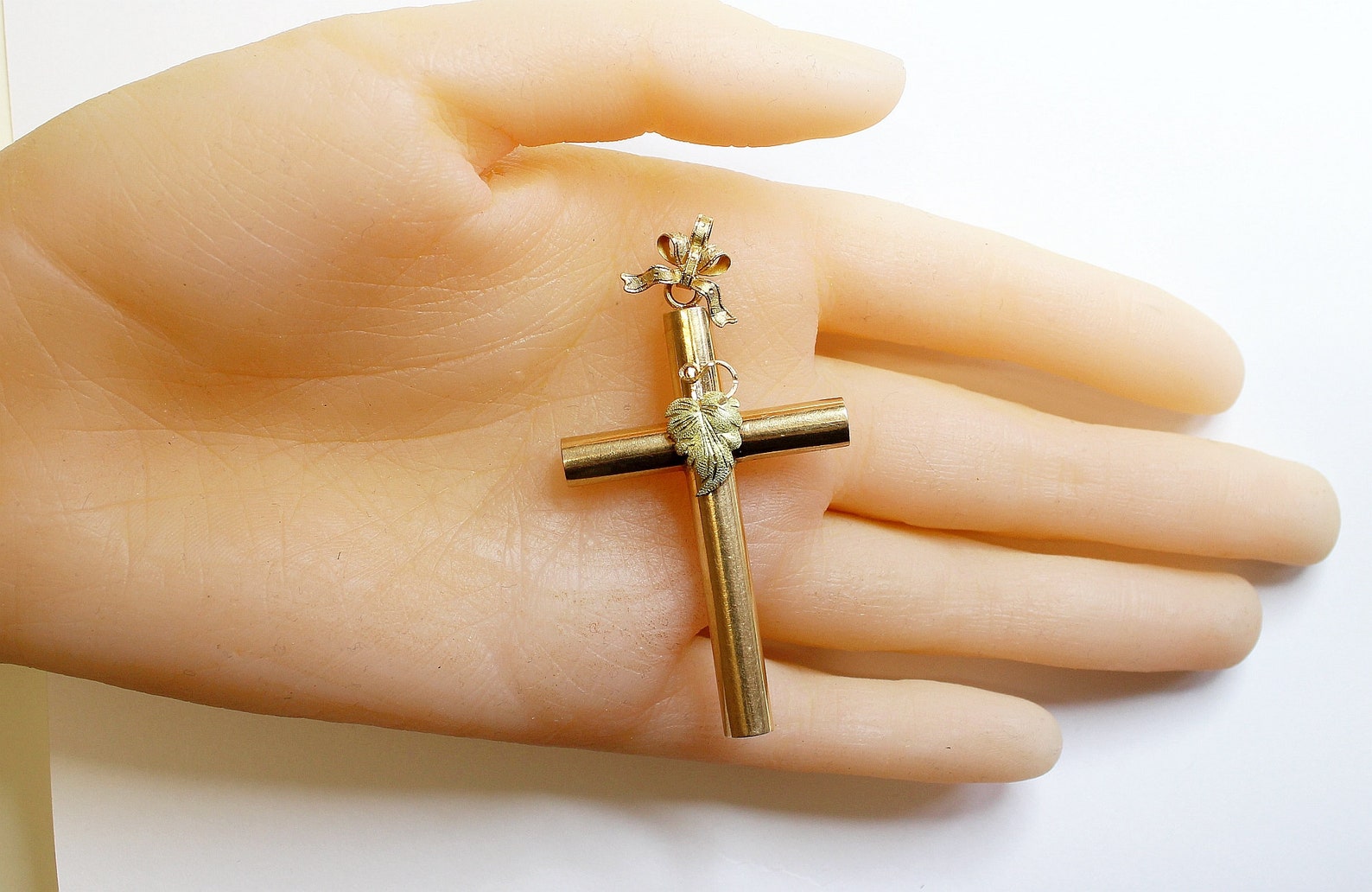 Late 19h Century French Solid 18K Gold Bicolor Intricate Cross Pendant ...