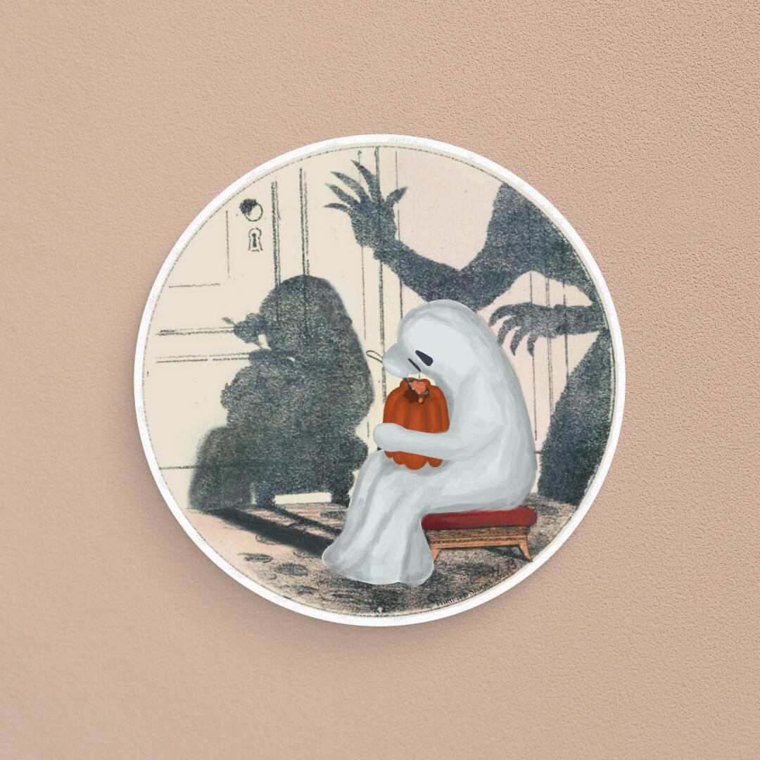Shadow Spooks Sticker Vintage | Thrifted Art With Hand-painted Ghosts ...
