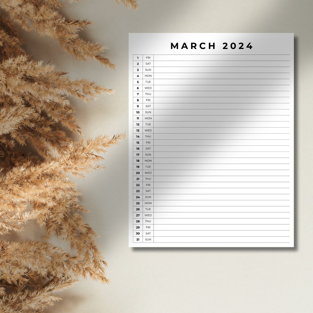 2024 Monthly Calendar 12 Month Printable Calendar Template Minimalist ...