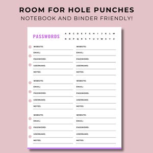 Simple Digital Password Tracker Log Book | Printable Password List ...