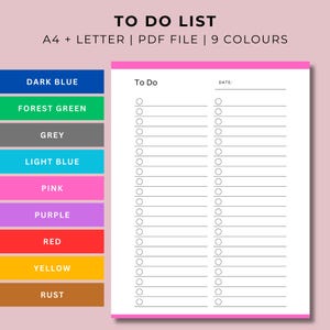 Printable To-do List Template Simple Checklist Planner PDF Digital A4 ...