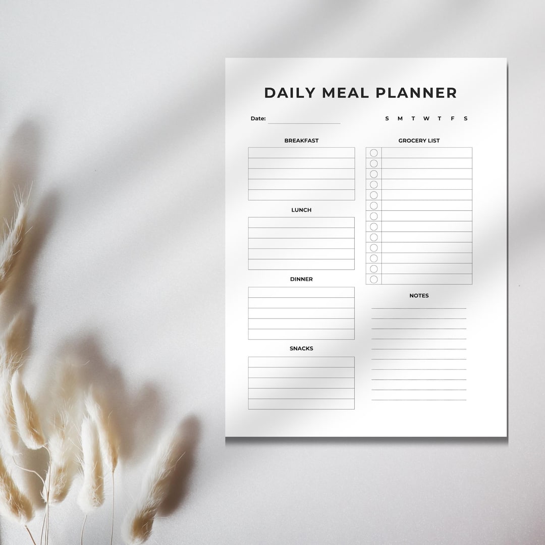 Meal Planner Printable, Weekly Meal Plan Template, Daily Menu Planner ...