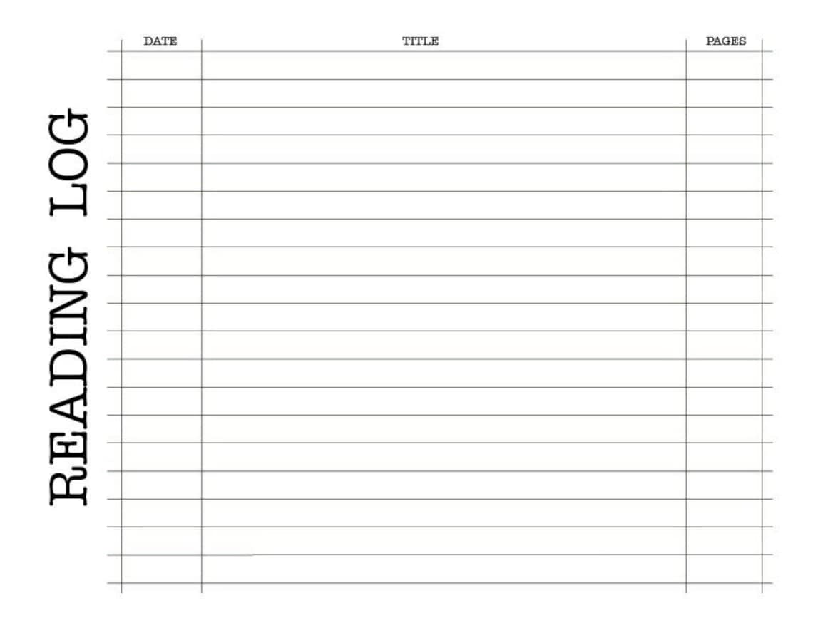 Reading Log Classic Black and White - Etsy