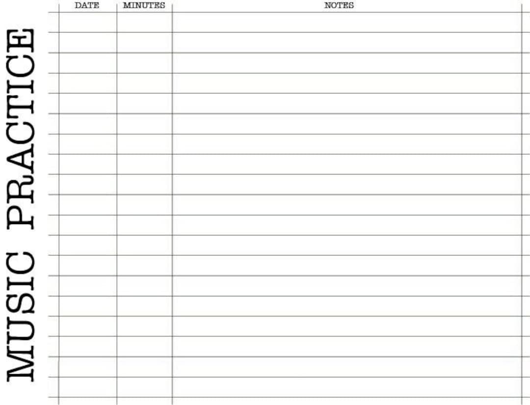 Music Practice Log Classic Black and White - Etsy