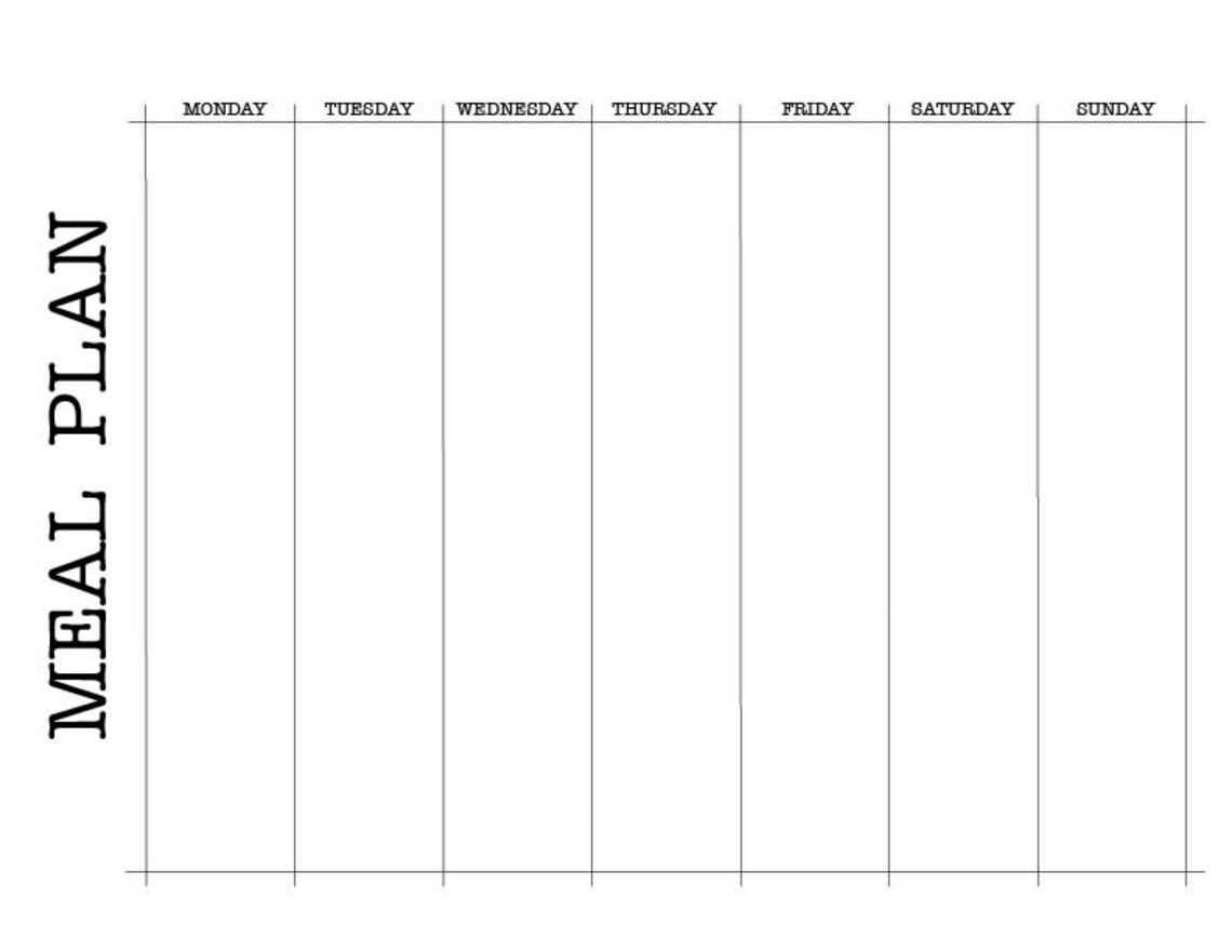 Weekly Meal Planner Classic Black and White - Etsy