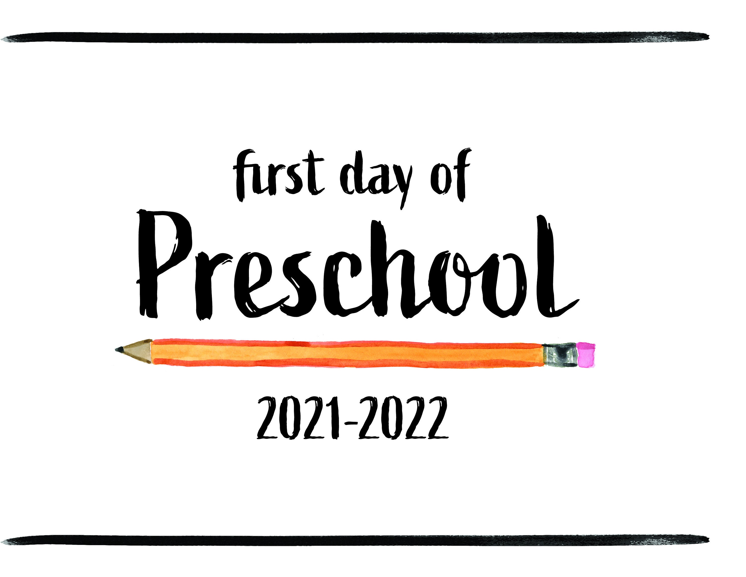 First And Last Day Of Preschool Signs Watercolor Pencil Etsy