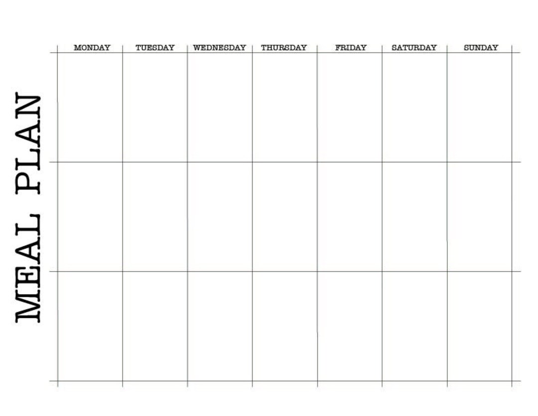 Weekly Meal Planner Classic Black and White - Etsy