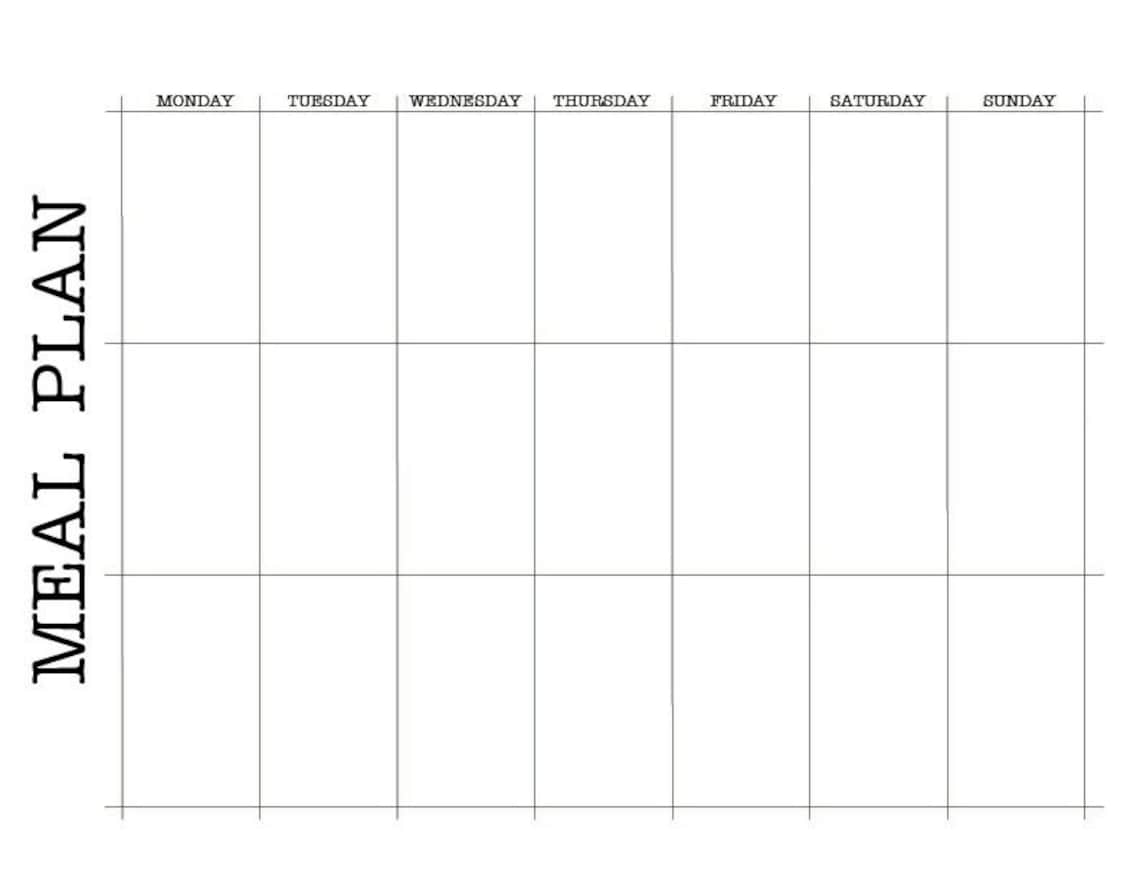 Weekly Meal Planner Classic Black and White - Etsy