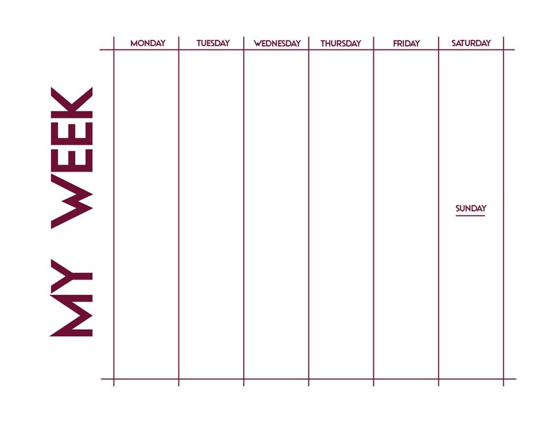 Weekly Calendar Printable Our Week and My Week Templates in Burgundy in ...