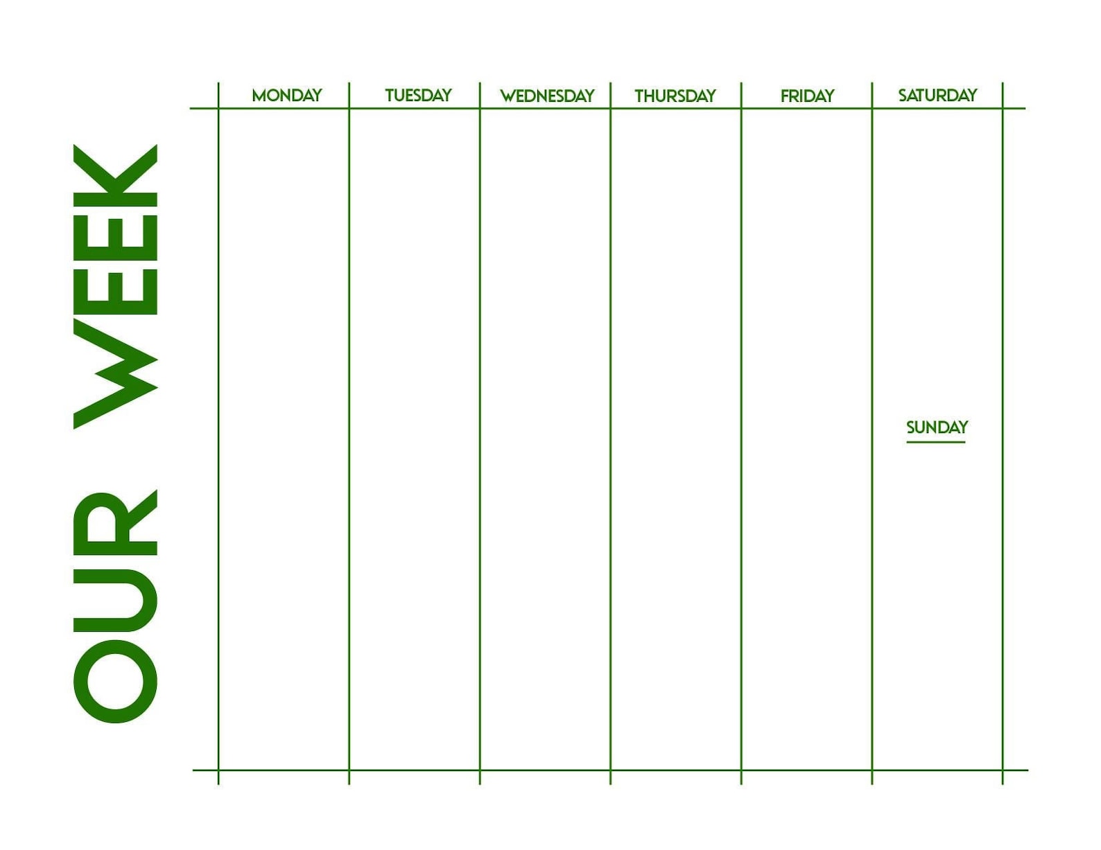 Weekly Calendar Printable Our Week and My Week Templates in Green ...