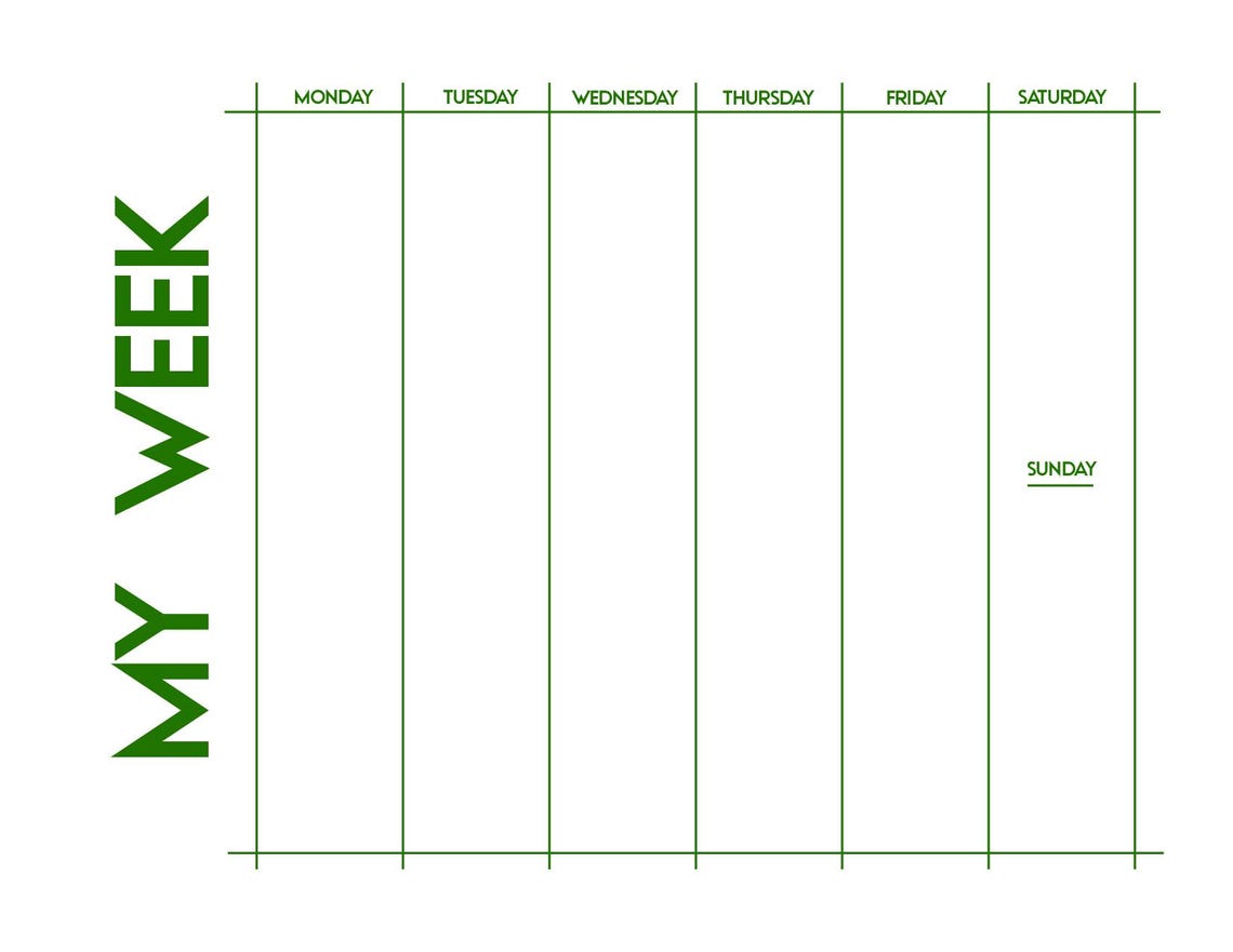 Weekly Calendar Printable Our Week and My Week Templates in Green ...