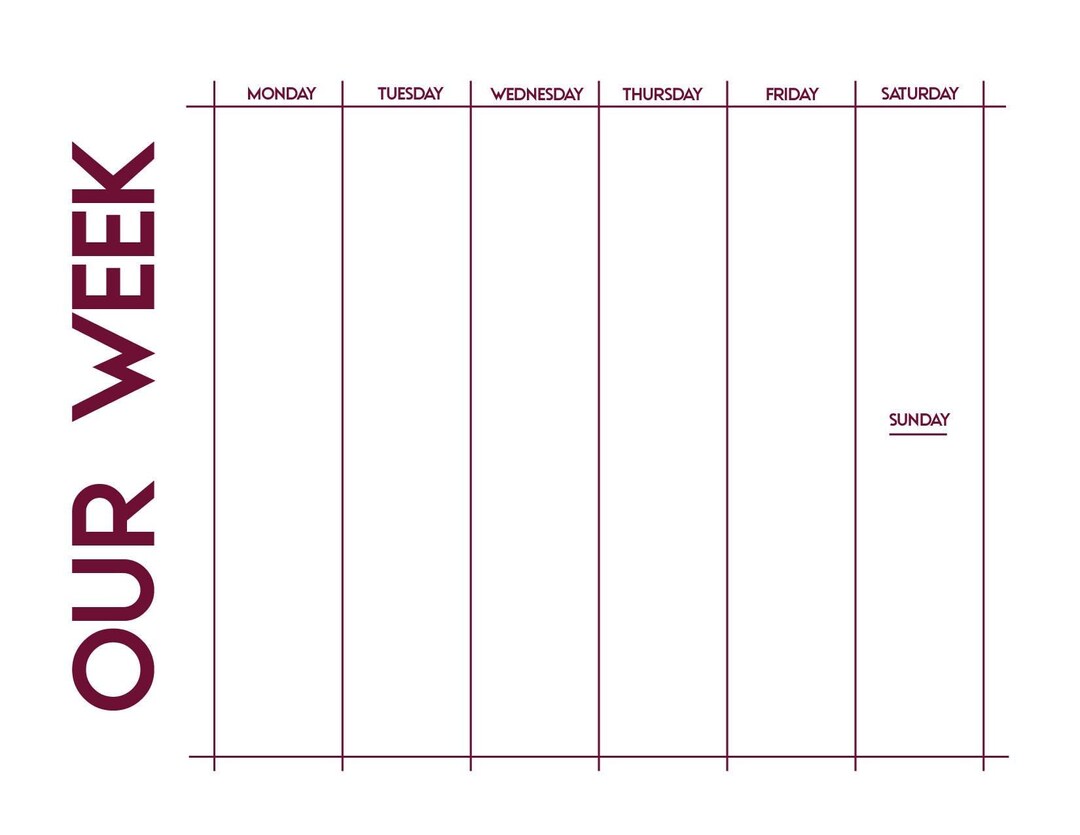 Weekly Calendar Printable Our Week and My Week Templates in Burgundy in ...