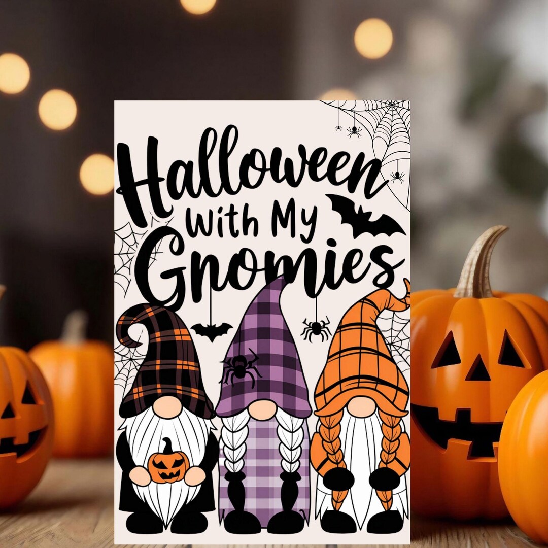 Printable Halloween Card Halloween With My Gnomiesfree Halloween ...