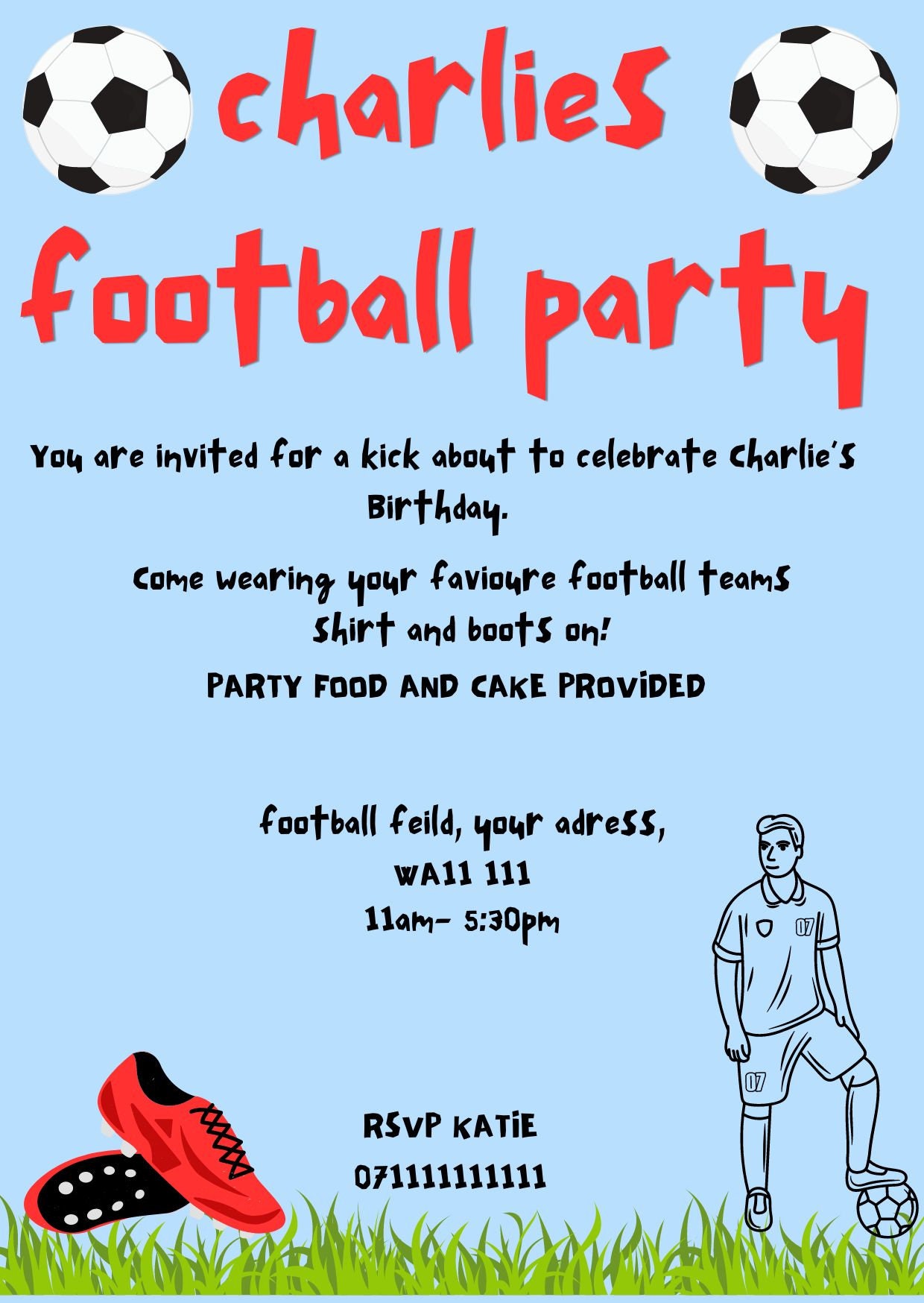 EDITABLE Football Party Invitation Template - Etsy