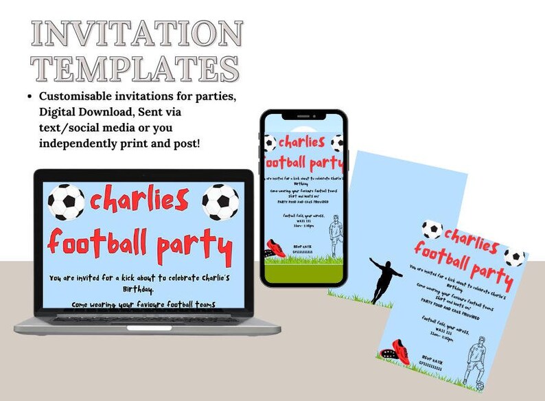 EDITABLE Football Party Invitation Template - Etsy
