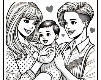 Happy Pride, Coloring Book Page, Two Dad's - Etsy