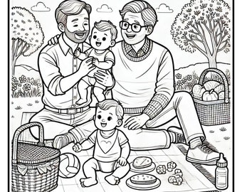 Happy Pride, Coloring Book Page, Two Dad's - Etsy