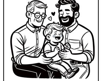 Happy Pride, Coloring Book Page, Two Dad's - Etsy