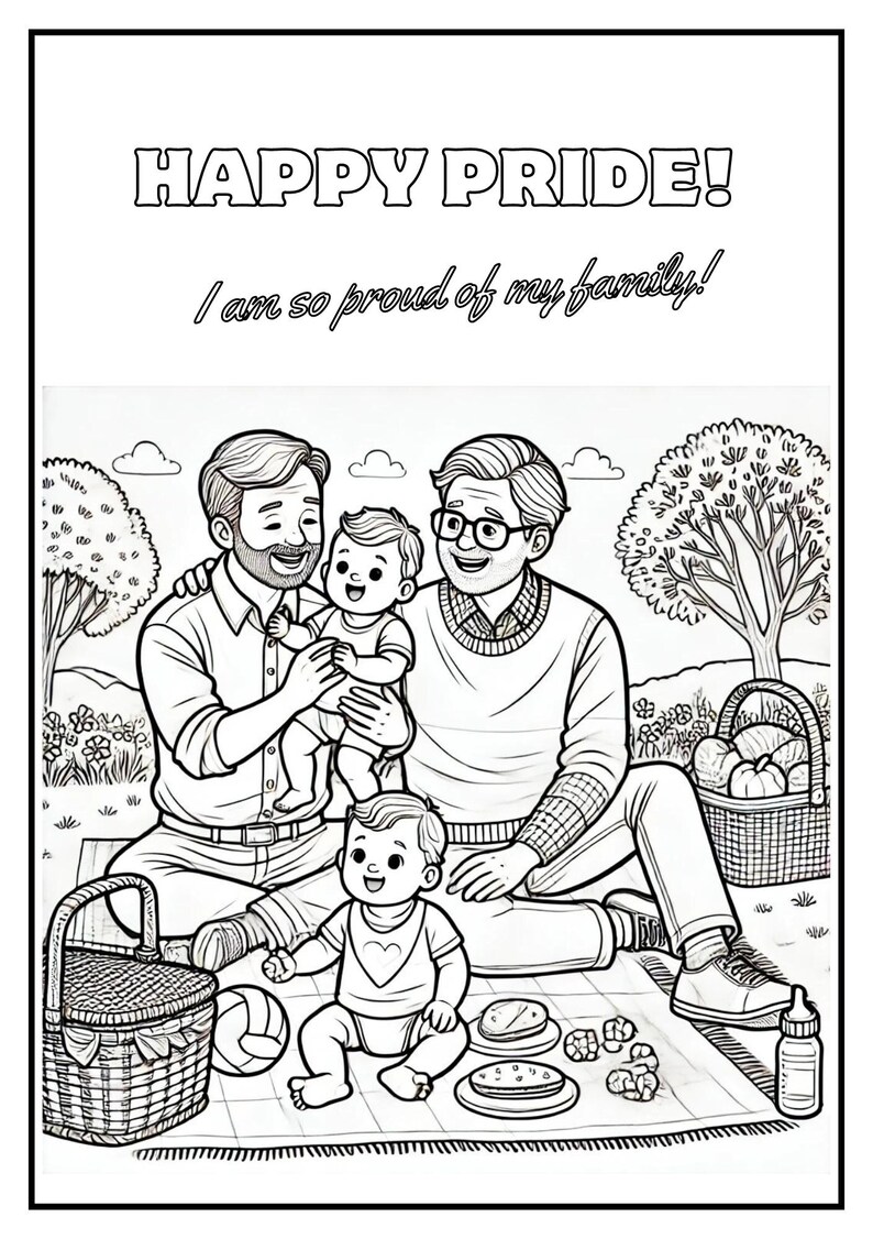 Happy Pride, Coloring Book Page, Two Dad's - Etsy