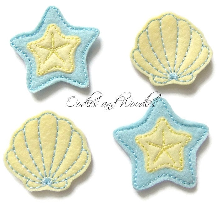 Aqua And Yellow Seashell Felt Appliques Beach Felties | Etsy