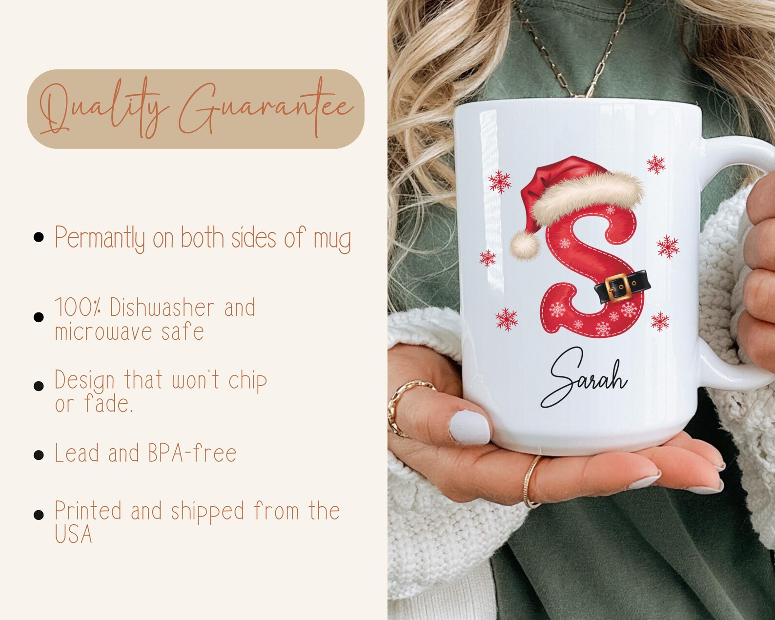 Personalized Christmas Mug, Custom Initial Name Mug, Holiday Family ...