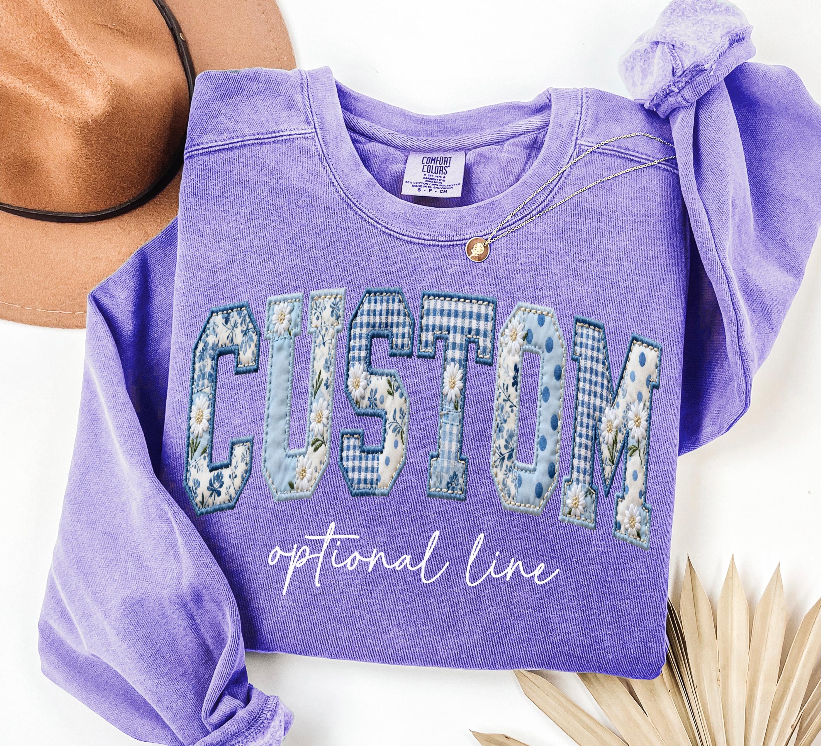 Comfort Colors® Floral Custom Text Sweatshirt, Personalized Faux ...
