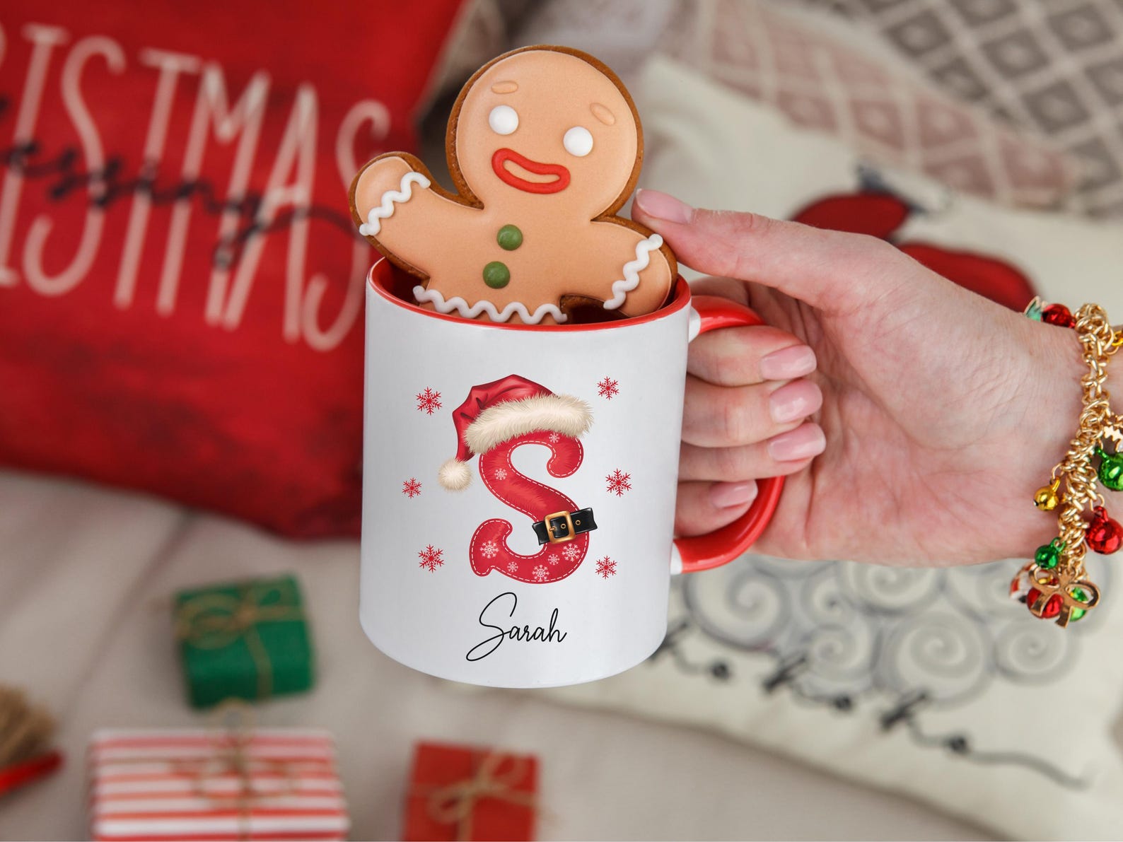 Personalized Christmas Mug, Custom Initial Name Mug, Holiday Family ...