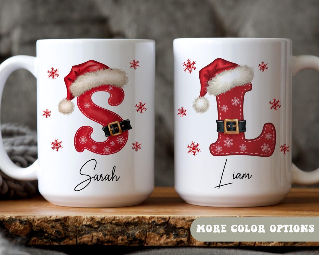 Personalized Christmas Mug, Custom Initial Name Mug, Monogrammed Family ...