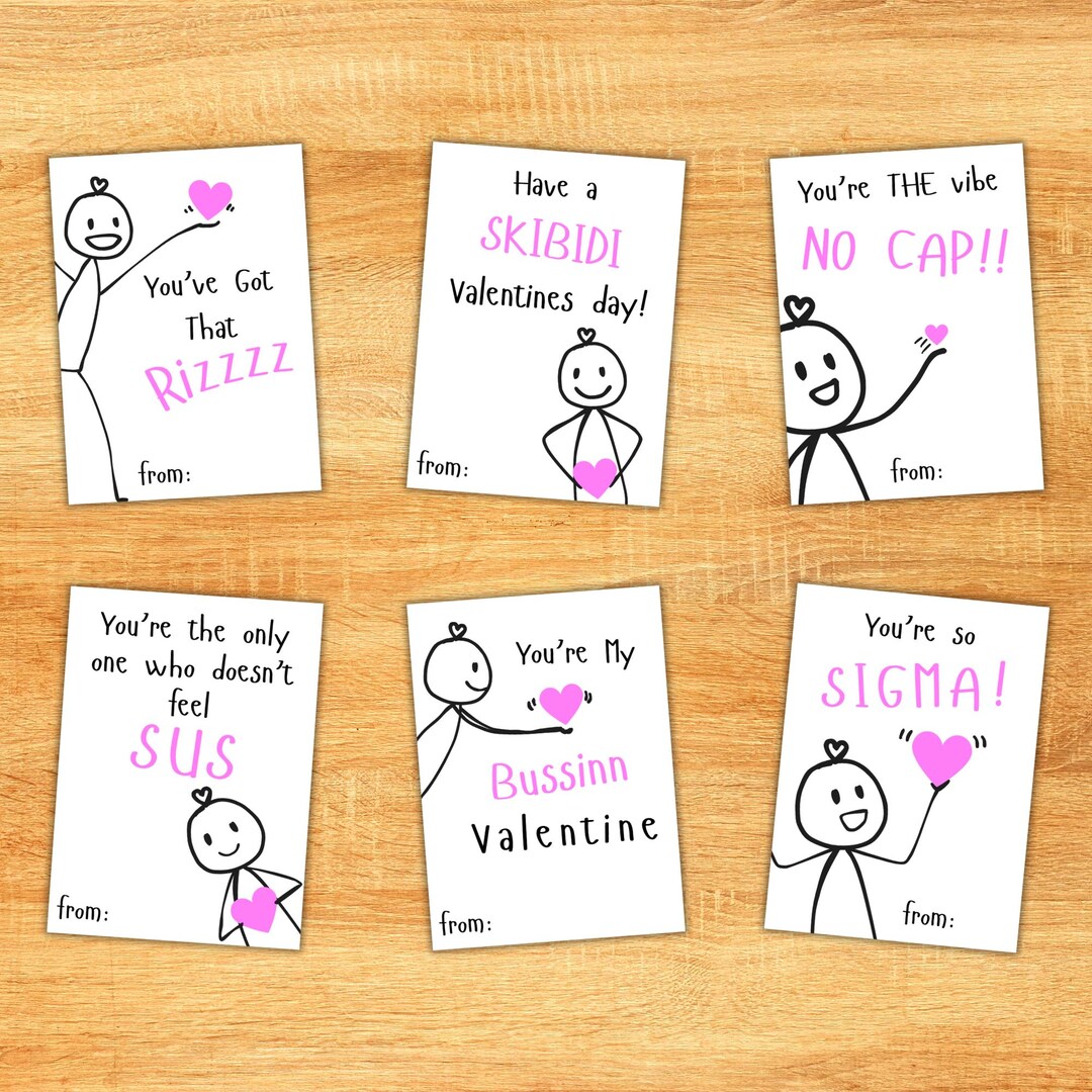 Slang Kids Valentine's Day Cards, Funny Printable Classroom Valentine ...
