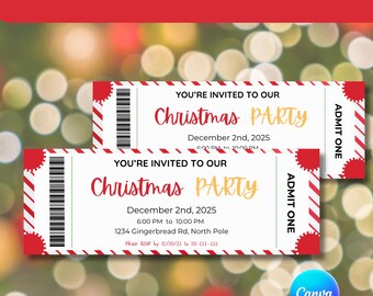 Surprise Christmas Gift, Event Ticket Pintables, Editable Event Tickets ...