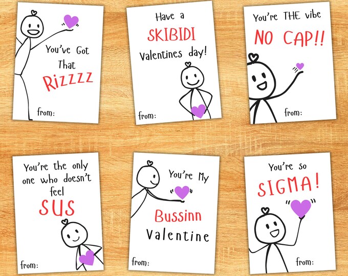 Kids Funny Slang 16 Valentine’s Cards, Tween, School Boys Girls ...