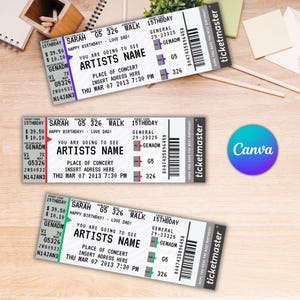 Editable Concert Ticket Template: Surprise Event Gift (canva) - Etsy