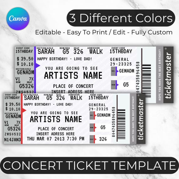 Concert Ticket Template Word Music Event Concert Ticket Template Party