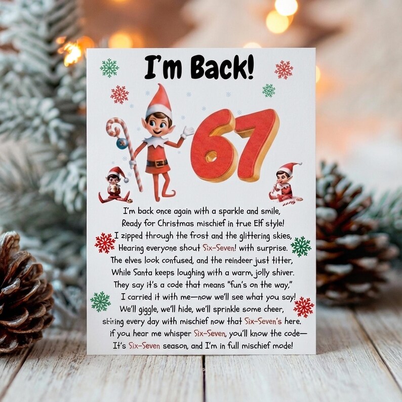 Elf Arrival 6 7 Letter - Six Seven Meme 67 Ideas - Etsy
