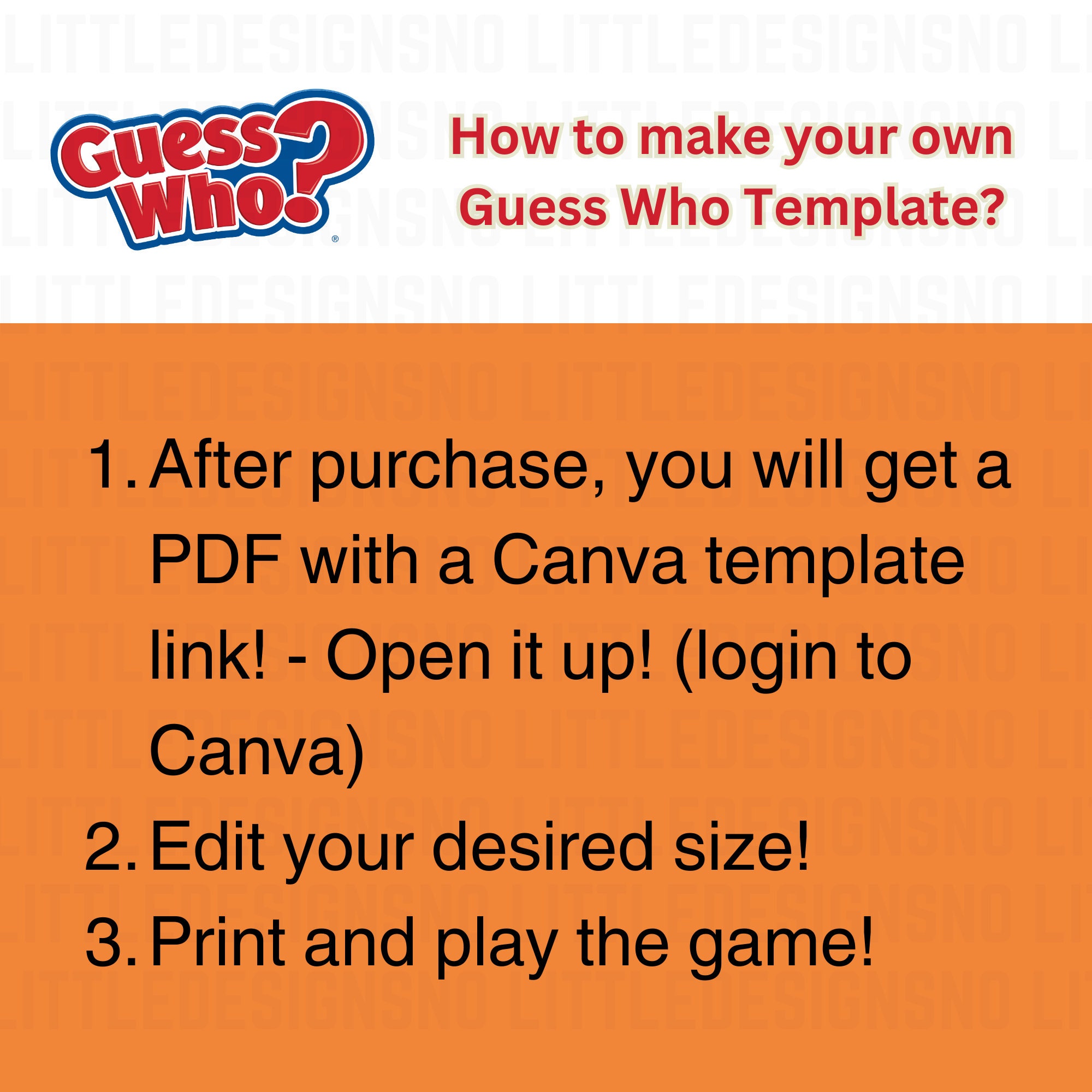 Custom Guess Who Game Template: Printable Editable Cards (canva) - Etsy