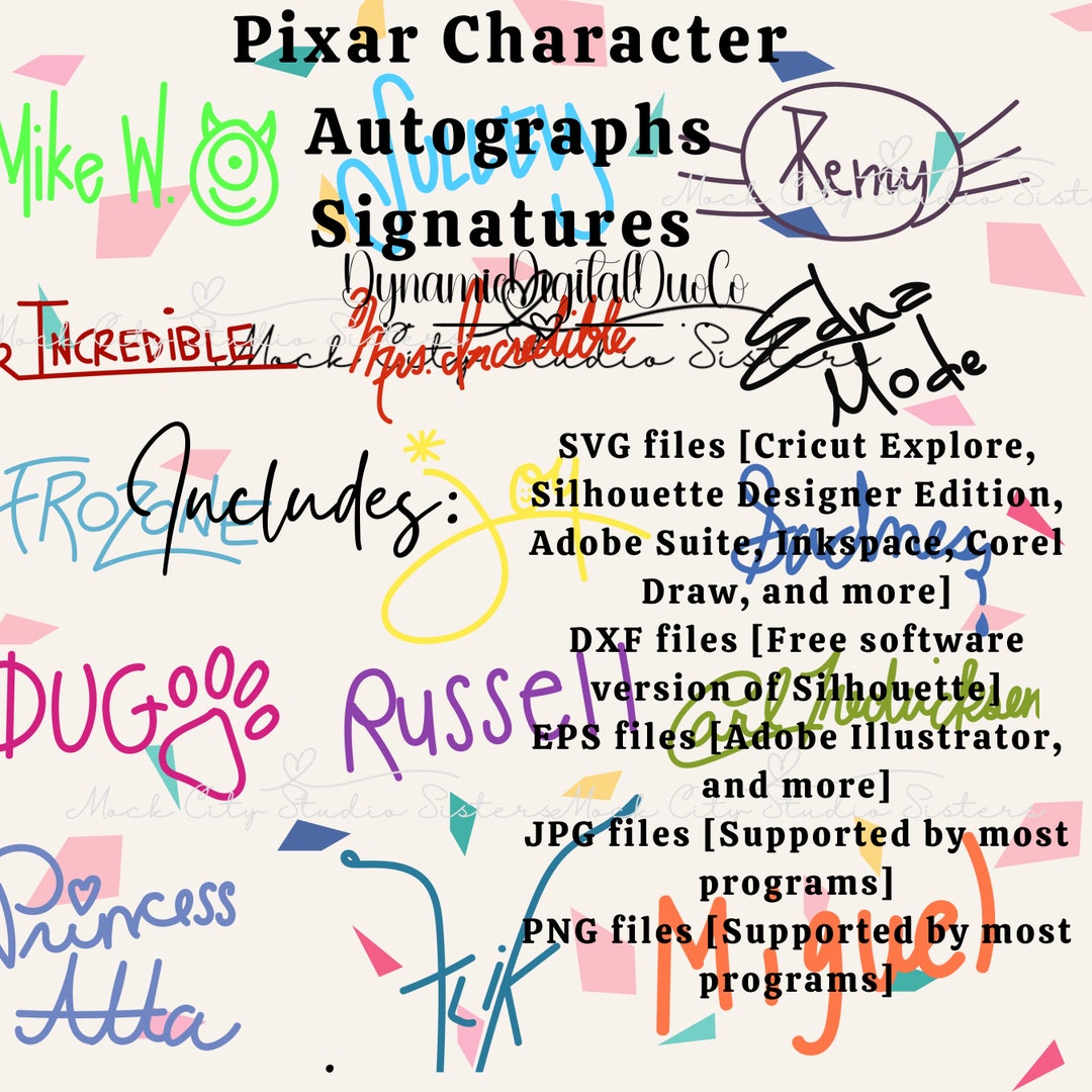 Pixar Friends Character Autographs Signatures - Etsy