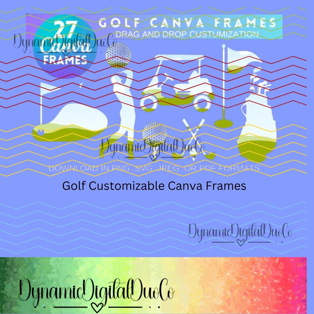 Golf, Bag, Clubs, Green, Flag Cart Canva Frame PLUS BONUS Golf Digital ...