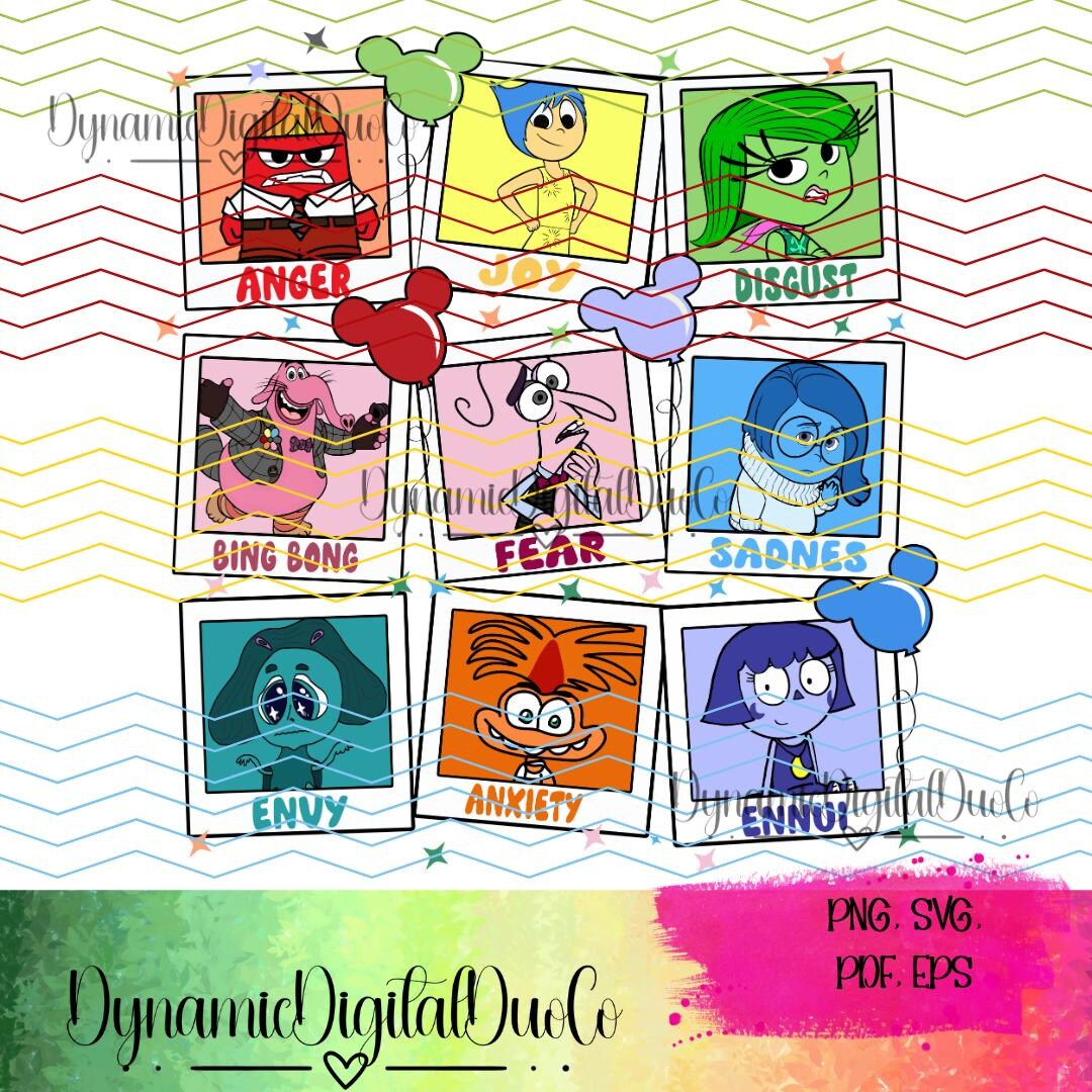 Inside Out Crew Anger Joy Anxiety Bing Bong Fear Sad Anger Envy Magic ...