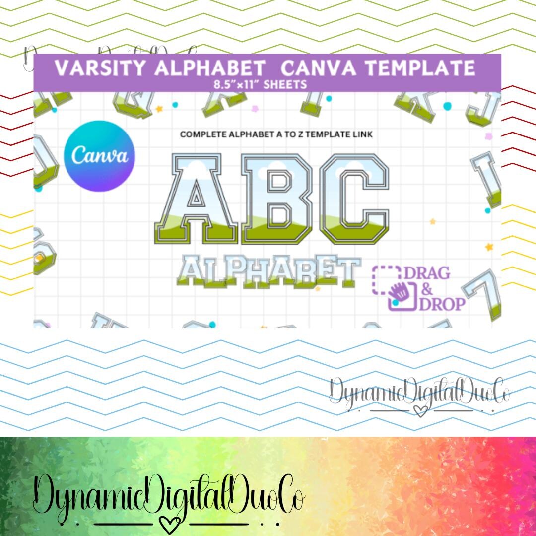 Varsity Letters Font Canva Letter Frames - Etsy