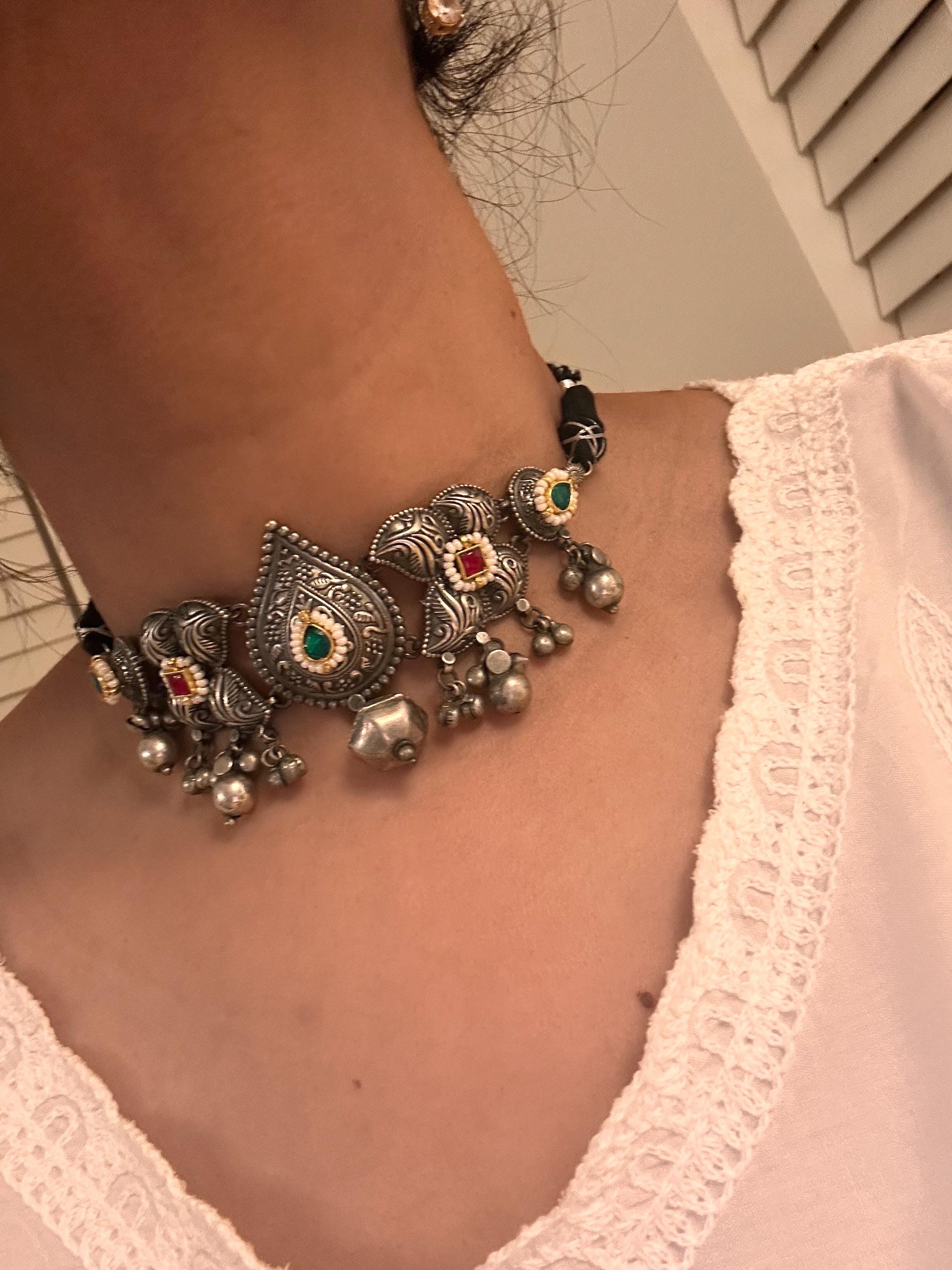 German Silver Pachi Kundan Chokar and Earrings Set/chokar Set/ Chokar ...